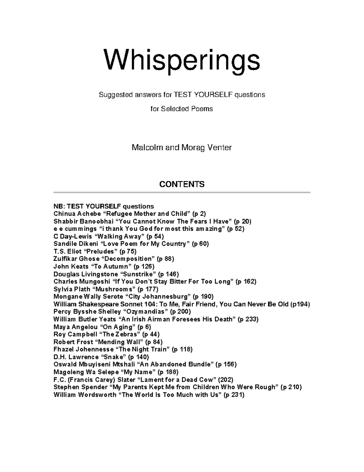 Whisperings-Teacher-Notes - Whisperings Suggested answers for TEST ...