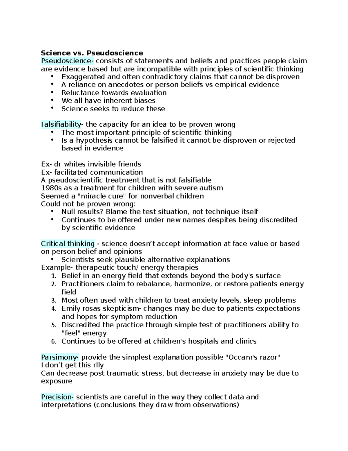 Science- chap 4 notes - Science vs. Pseudoscience Pseudoscience ...