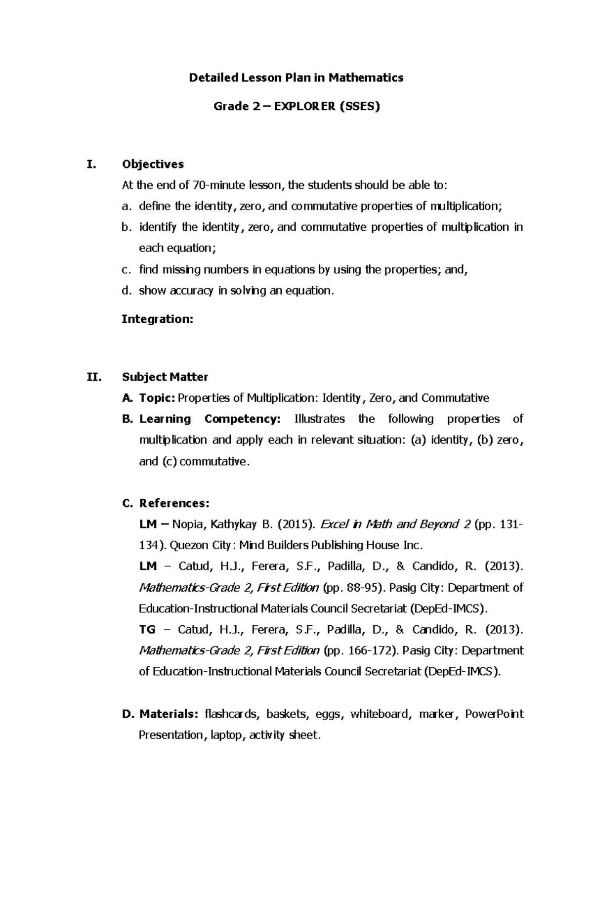 Dlp in math - Detailed Lesson Plan in Mathematics Grade 2 – EXPLORER ...