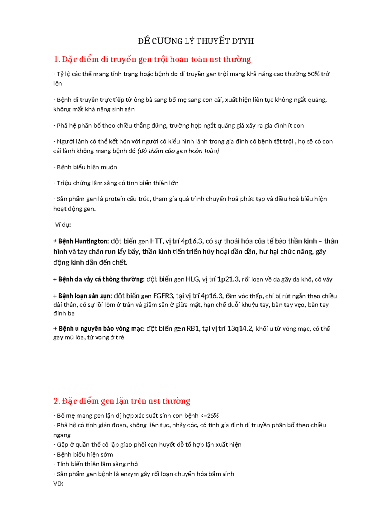 ĐỀ CƯƠNG LÝ THUYẾT DTYH đã soạn - Đ Ề C ƯƠNG LÝ THUY ẾT DTYH 1. Đ c điặ ...