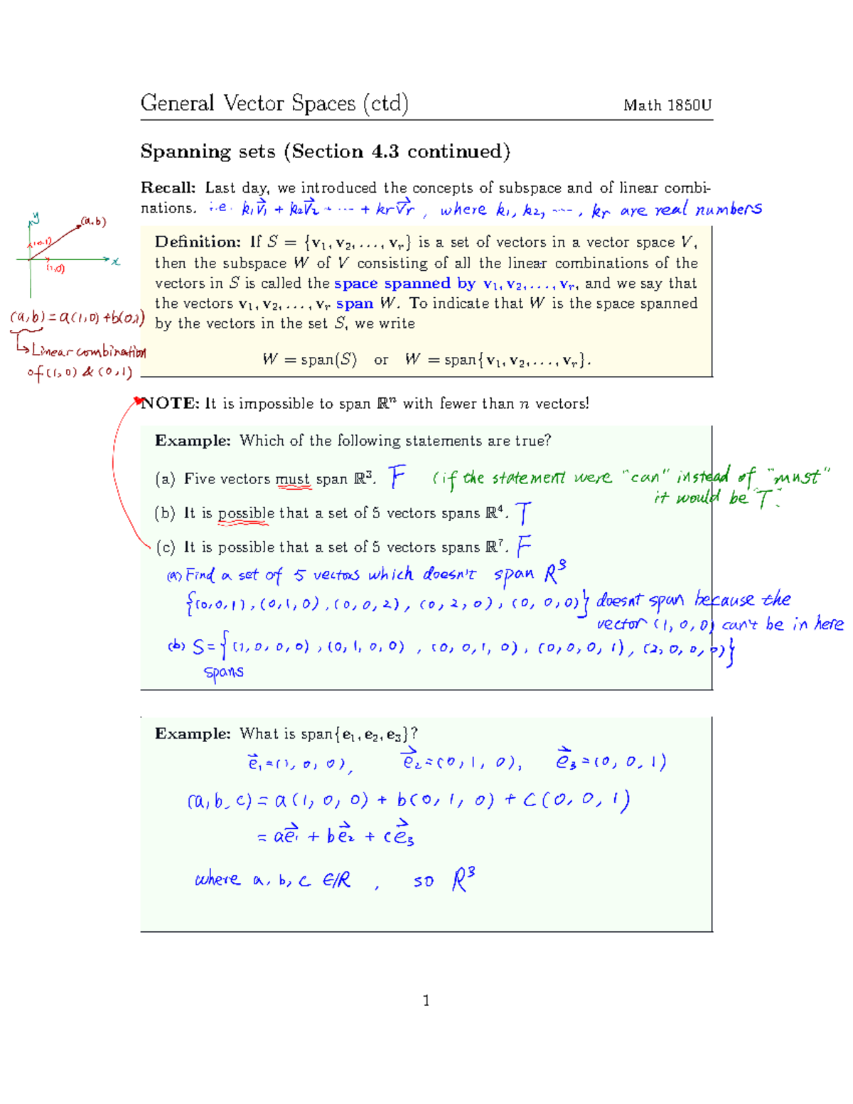 Lecture 12-posted - one - General Vector Spaces (ctd) Math 1850U ...