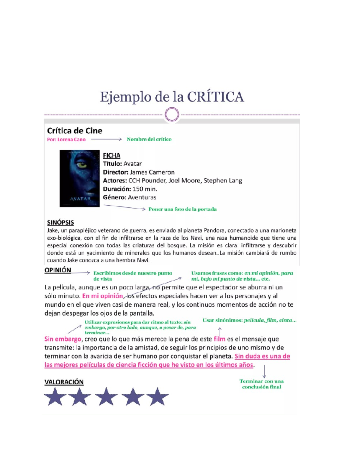 Crítica de cine- ejemplo - Didactica - Studocu