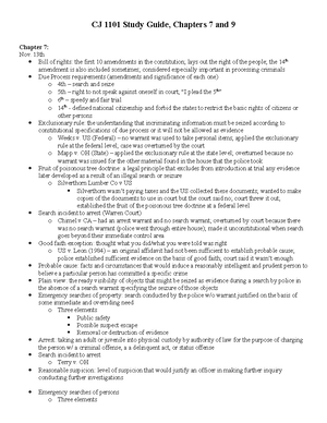 Exam 3 Study Guide (Chp. 7 and 9) - CJ 1101 Study Guide, Chapters 7 and ...