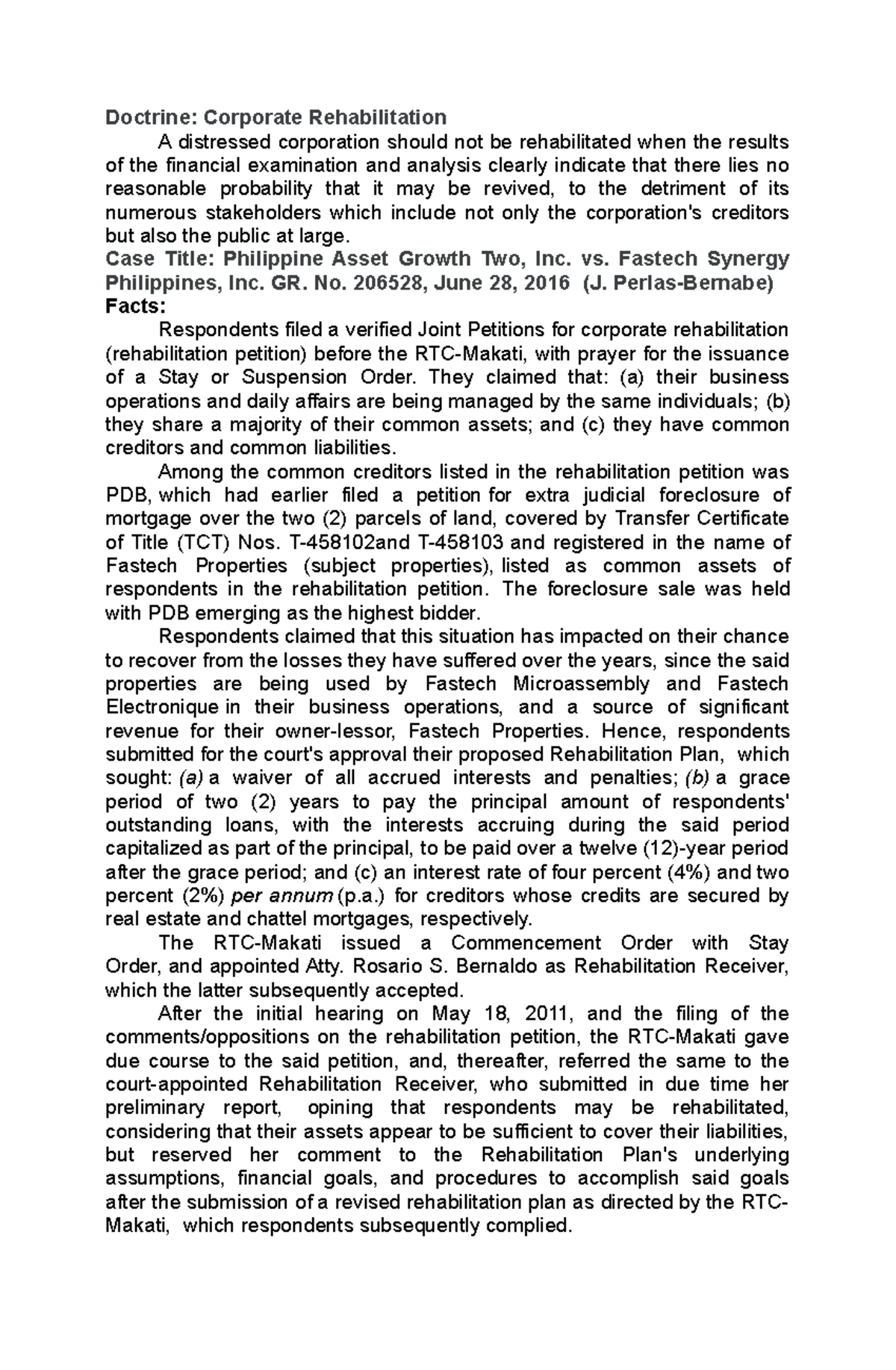 10.Digested Philippine Asset Growth Two Inc. vs. Fastech Synergy ...