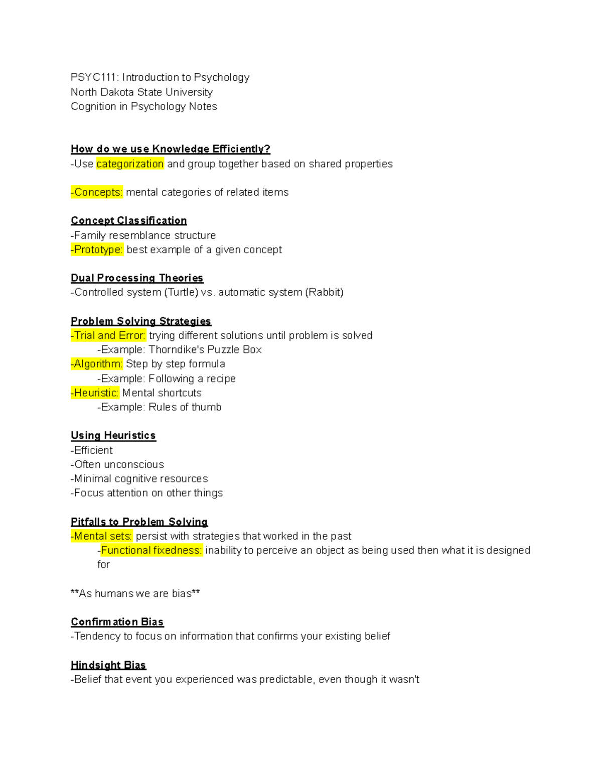 Cognition in Psychology - PSYC111: Introduction to Psychology North ...