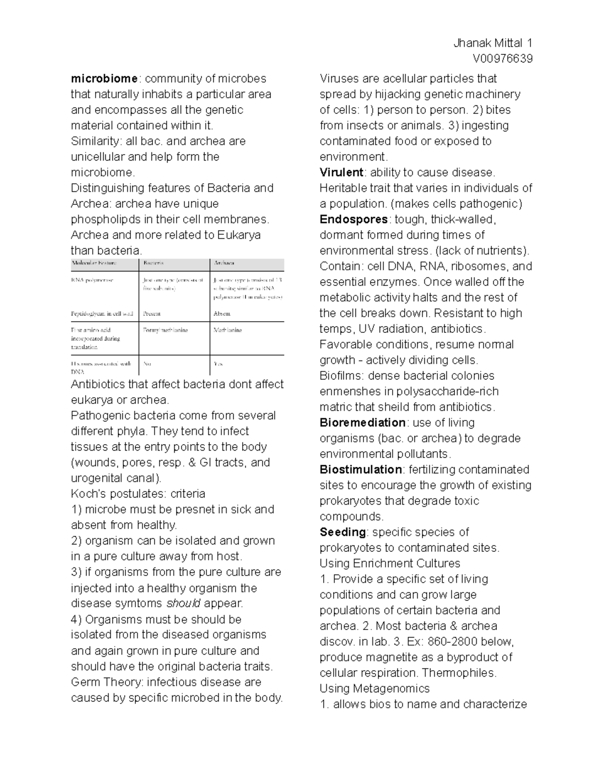 BIOL 152 Quiz 3 Cheatsheet - V microbiome: community of microbes that ...
