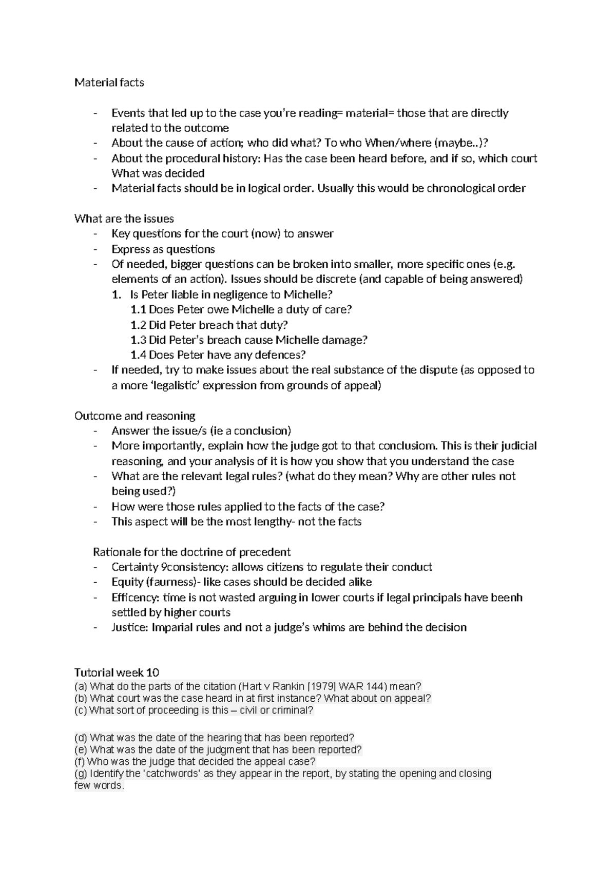 Material facts - .)? - About the procedural history: Has the case been ...