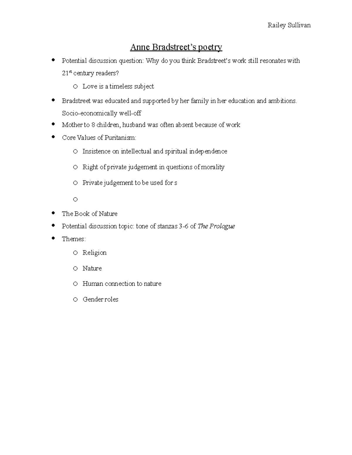 Anne Bradstreet's poetry - Railey Sullivan Anne Bradstreet’s poetry ...