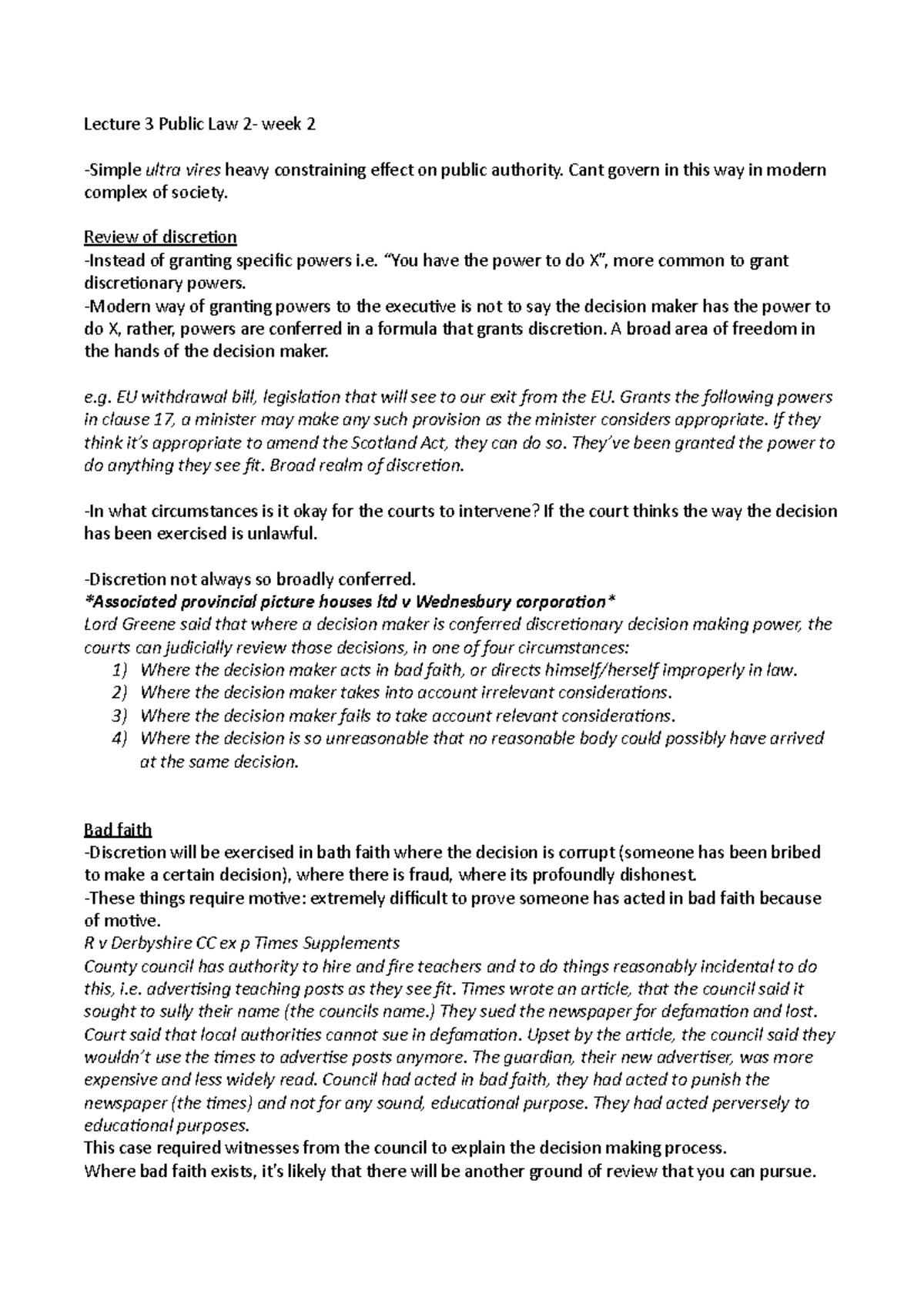 Lecture 3 - Review of discretion, including notes on 'Padfield ...