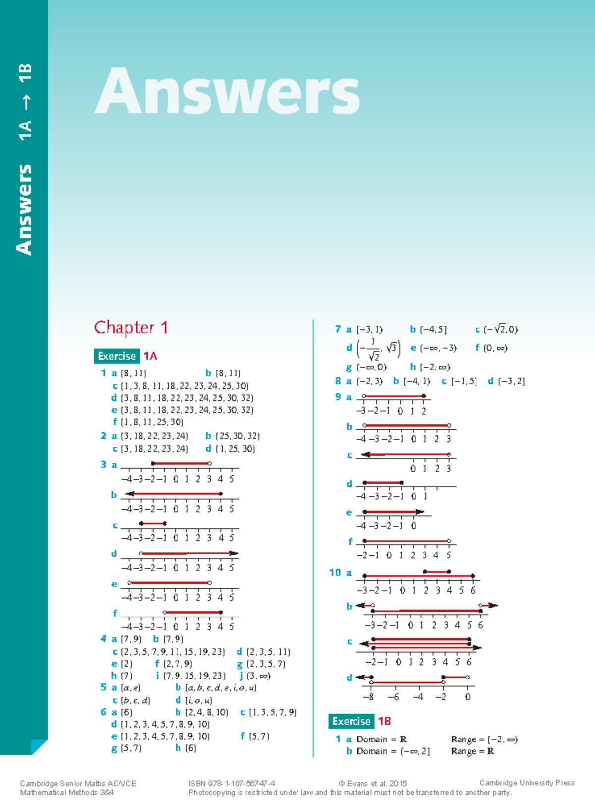 Answers - Answers 1A → 1B Answers Chapter 1 Exercise 1A 1 a{8, 11} b{8 ...