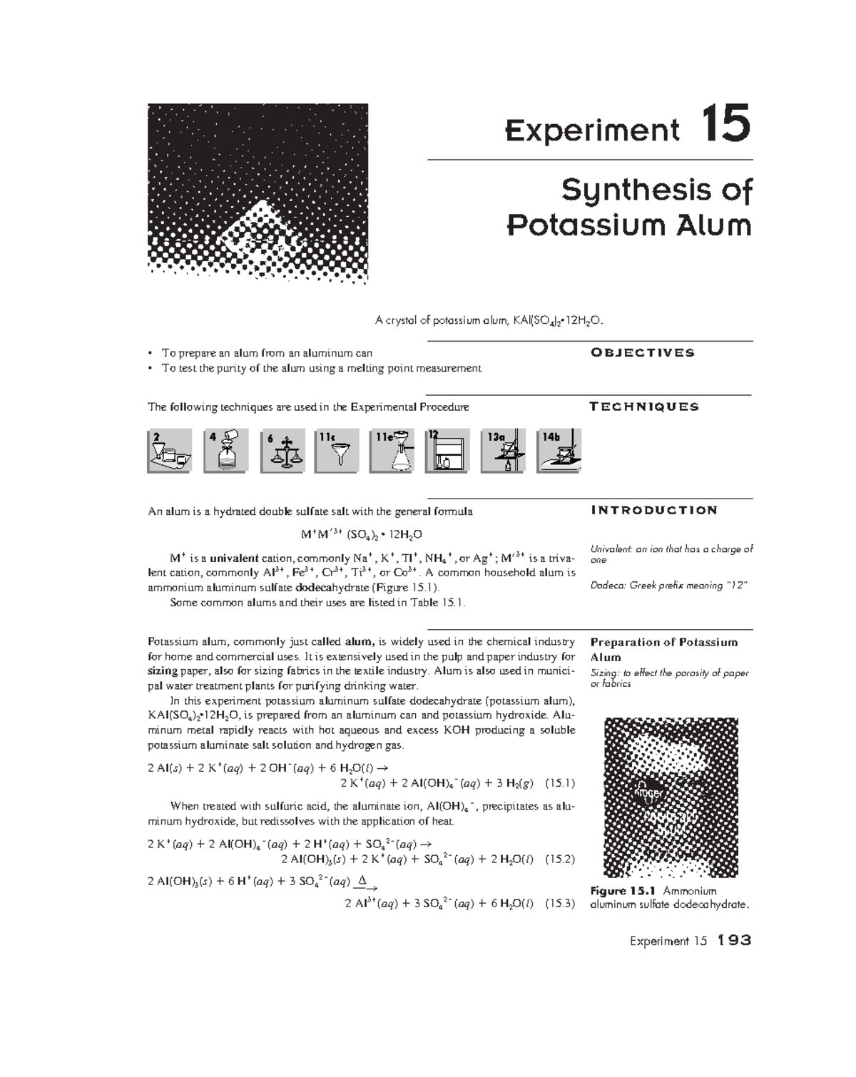 03 Synthesis of potassium alum - Experiment 15 Synthesis of Potassium ...