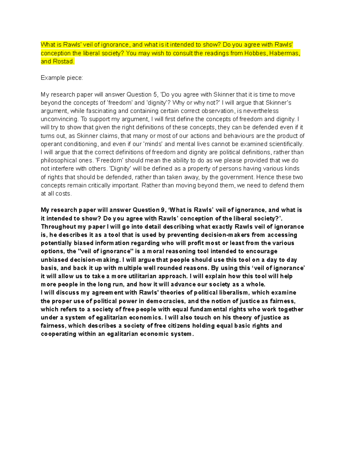 Research Paper on veil of Ignorance - What is Rawls’ veil of ignorance ...