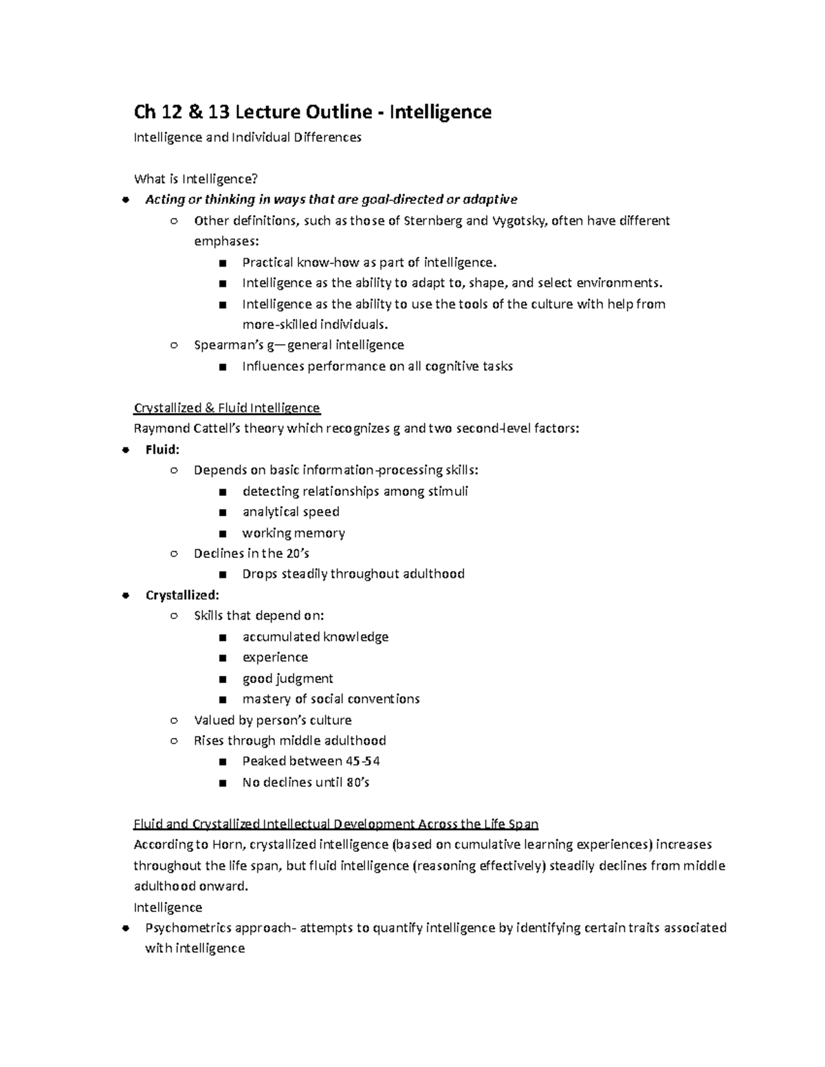 Week 14 notes - Dr. Kristin Atchison - Ch 12 & 13 Lecture Outline ...