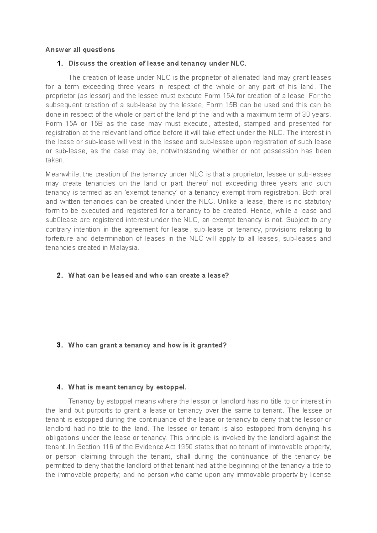 Tutorial LAND WEEK 11 - Answer all questions Discuss the creation of ...