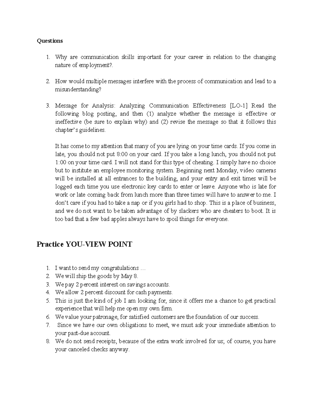 Tutorial 1 - Questions 1. Why are communication skills important for ...