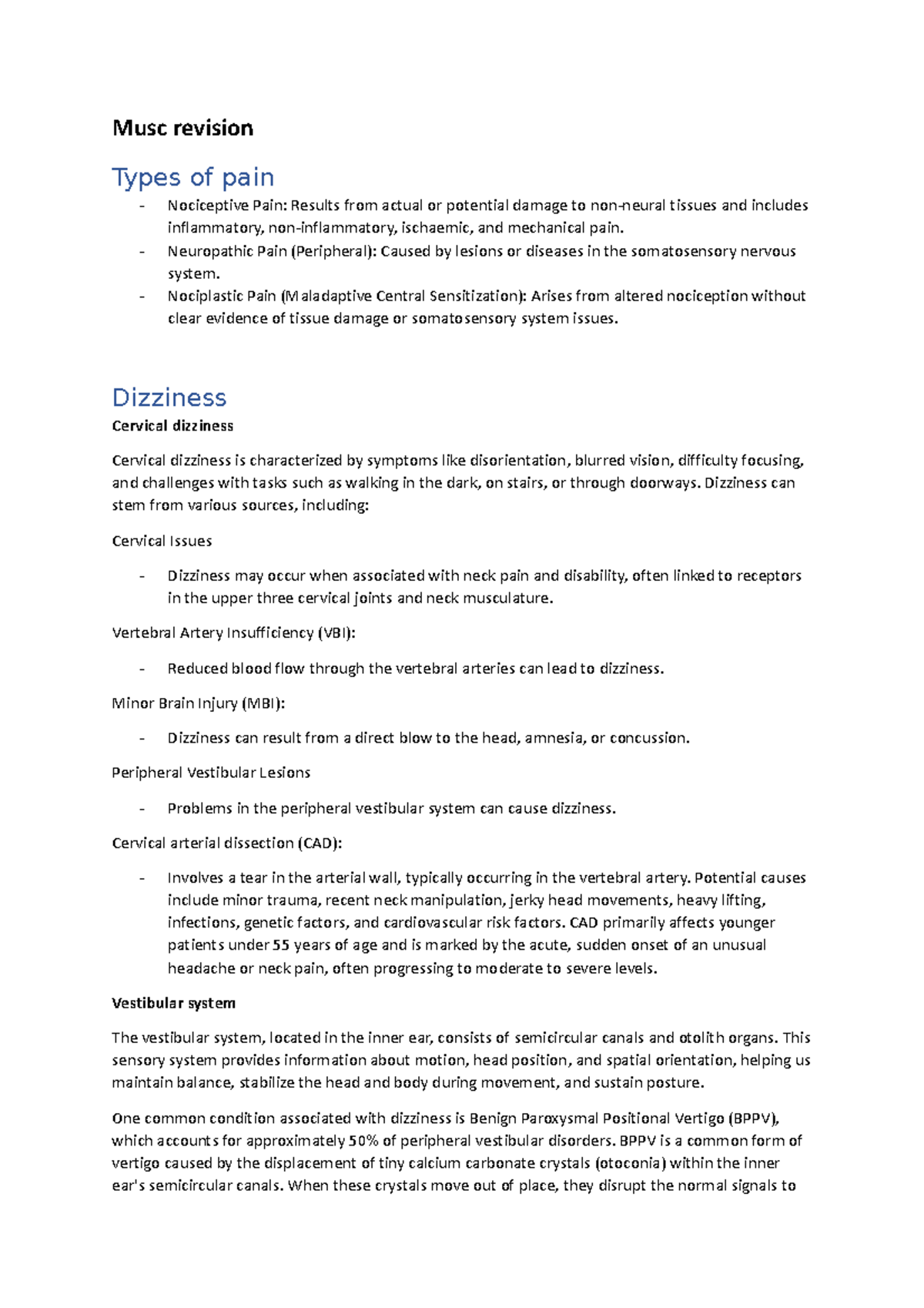 Musc revision topics - Musc conditions, treatments, assessments - Musc ...