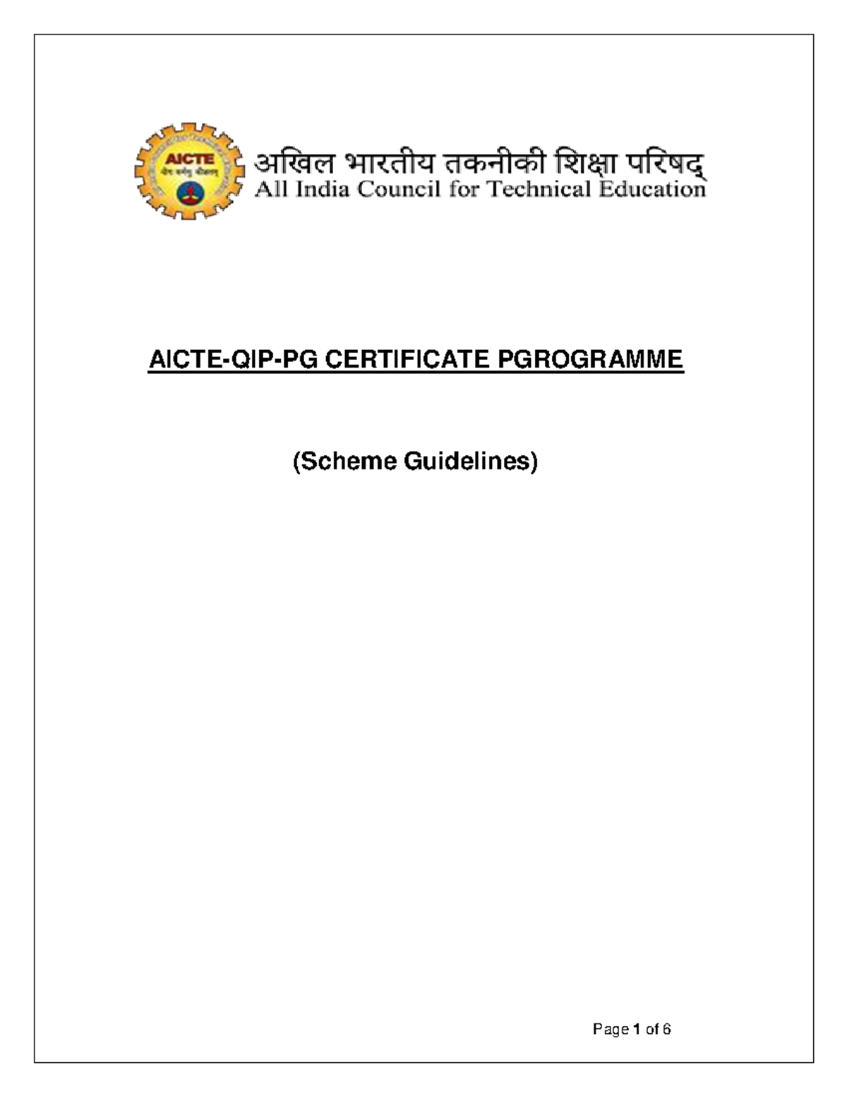 Aicte QIP PG Certificate Scheme Guidelines - AICTE-QIP-PG CERTIFICATE ...