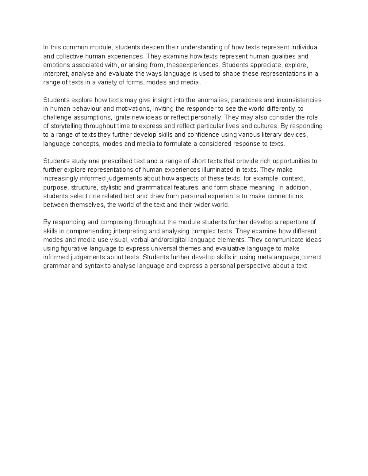 Common mod rubric - In this common module, students deepen their ...