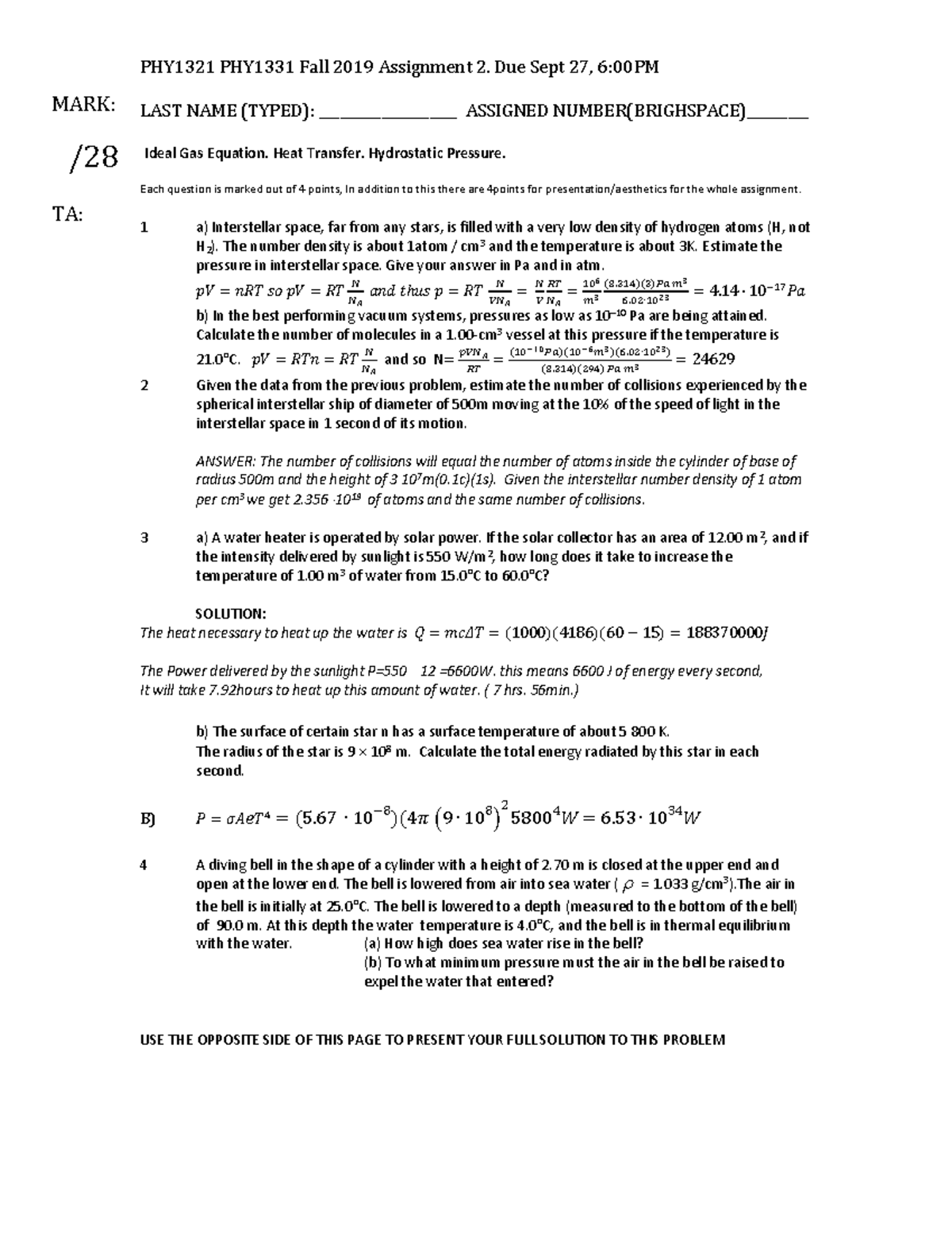 Assignment 2 Fall2019 Phy1321 Solutions A Warning Tt Undefined Function 32 Warning Tt