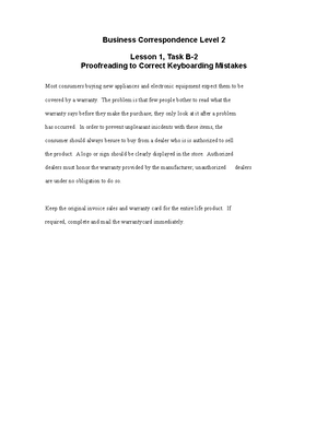Task B-5 - Task B-5 - Business Correspondence Level 2 Lesson 1, Task B ...
