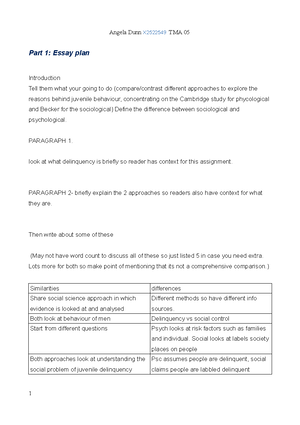 TMA04 - question and start - Elizabeth Wightman Z7974028 DD102 TMA Essay plan Introduction of ...