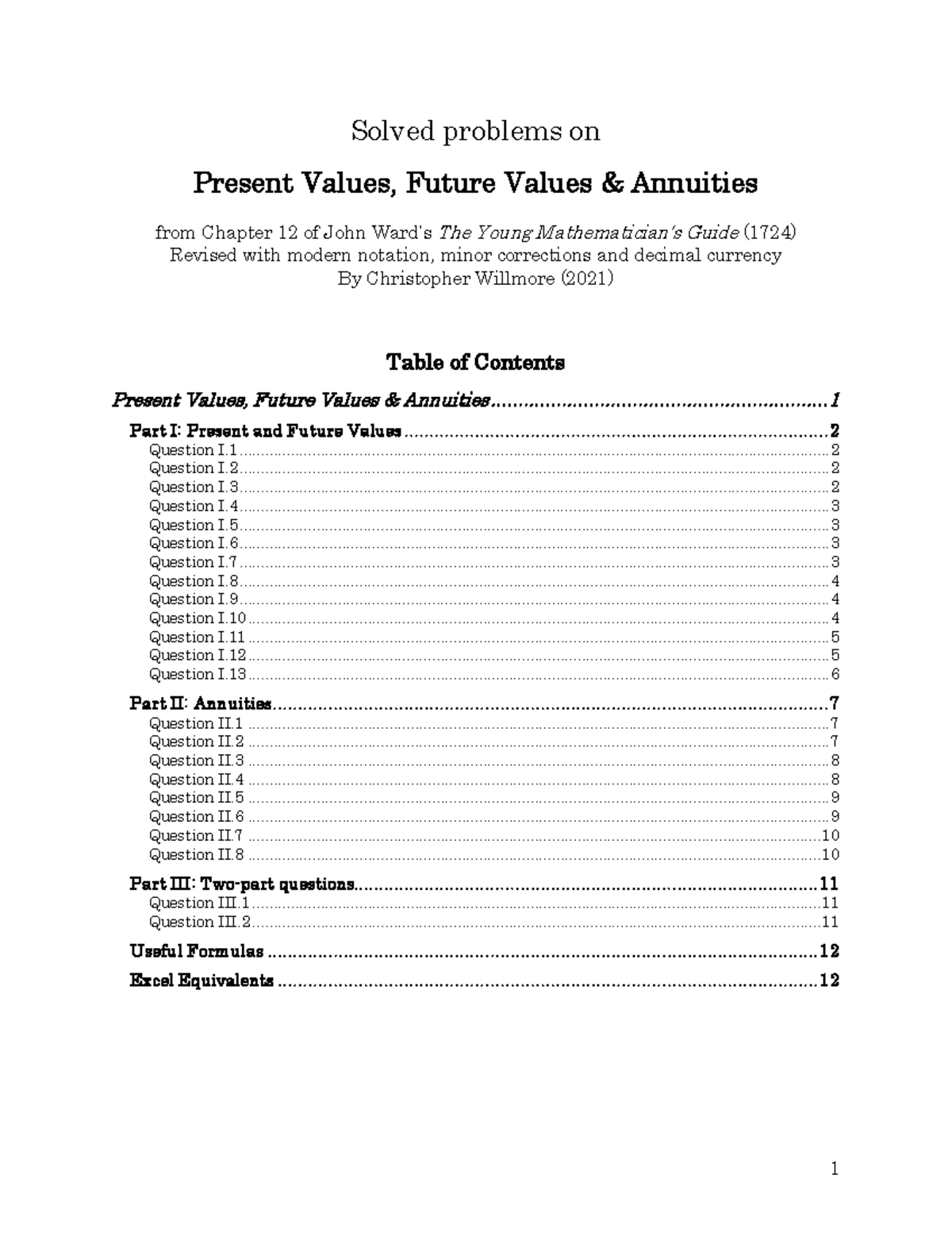 Ward1724 - useful notes - Solved problems on Present Values, Future ...