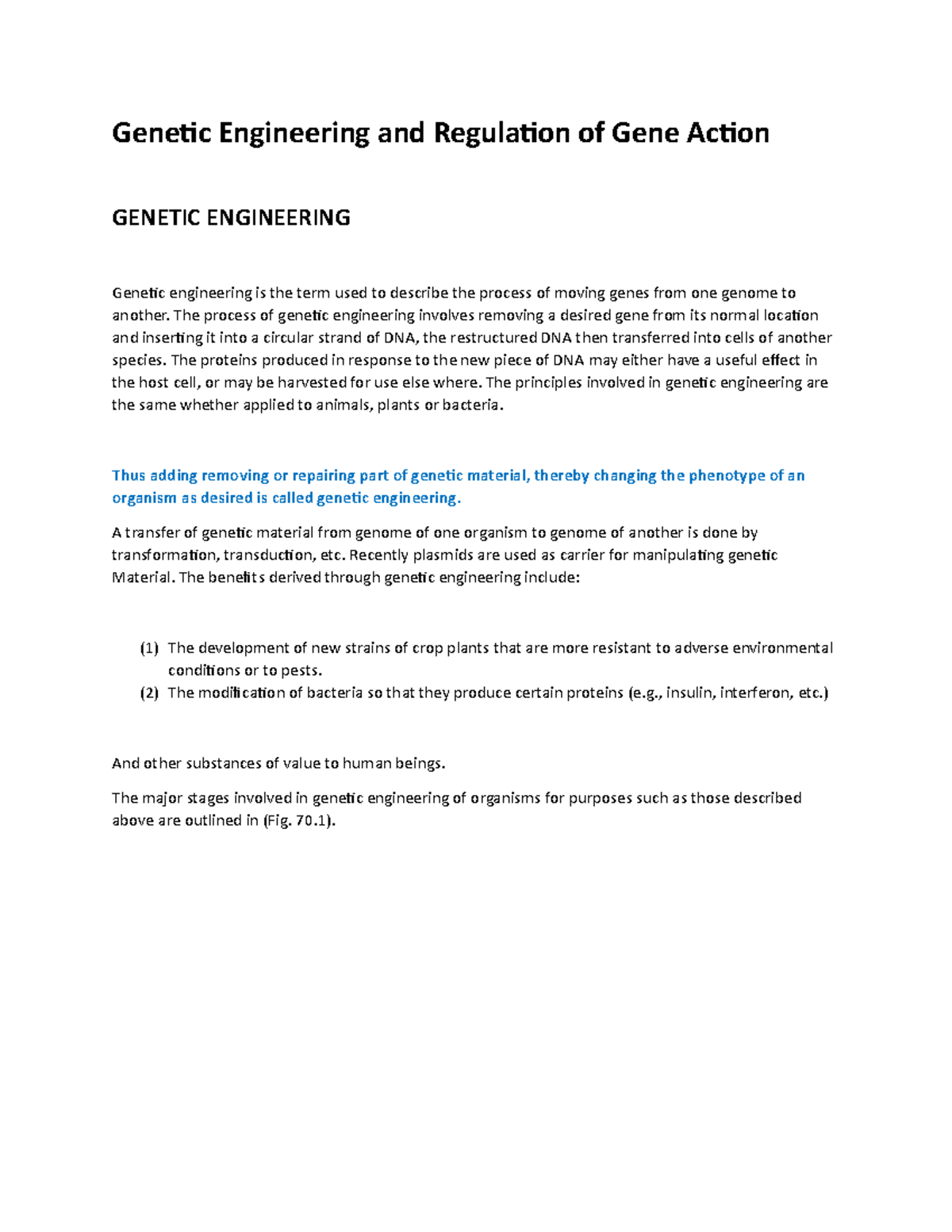 Genetic engineering and Regulation - The process of genetic engineering ...