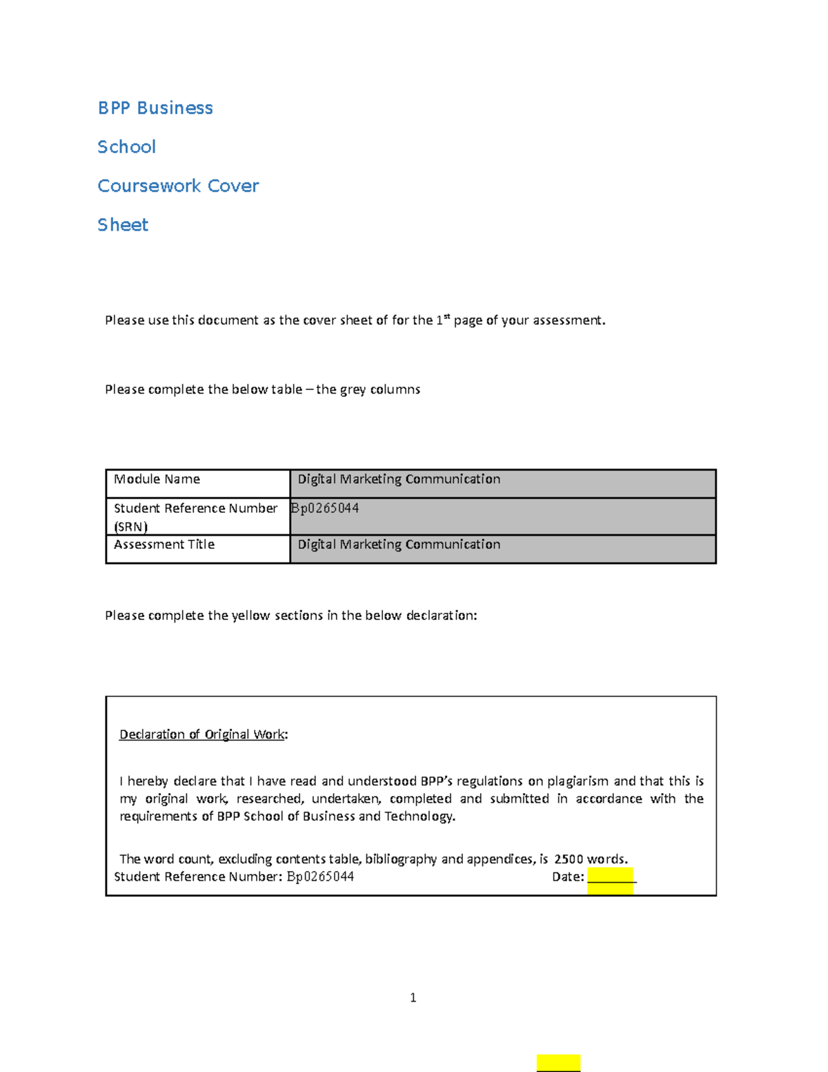 Amway - These are lecture notes - BPP Business School Coursework Cover ...