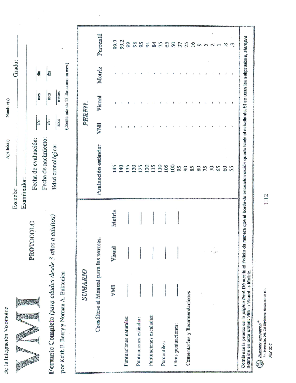 VMI Completo - Prueba VMI - de la Integración Visomotriz Apellido(s ...