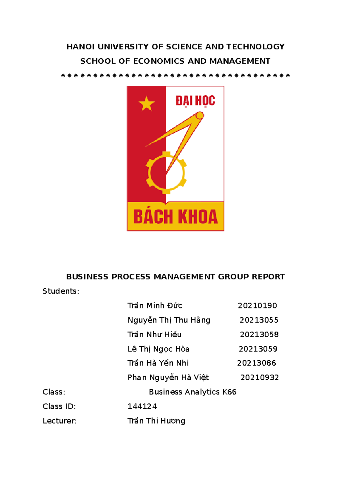 BPM-Report - fdddddd - HANOI UNIVERSITY OF SCIENCE AND TECHNOLOGY ...