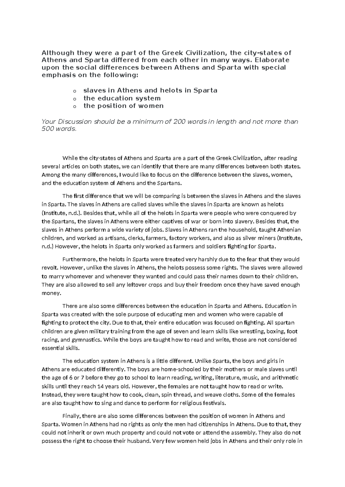 Greek and roman civilization discussion 2 - Although they were a part ...