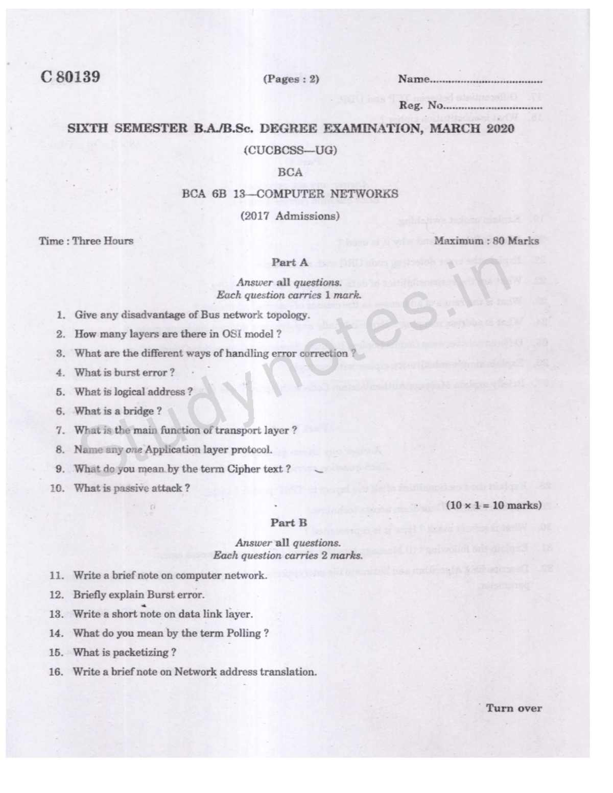 Computer-Networks-2020 - Bachelor's of computer Application (BCA) - St ...