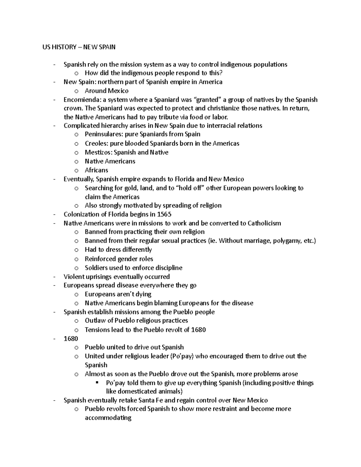 US History - new spain - Notes on Spanish colonies in America. - US ...