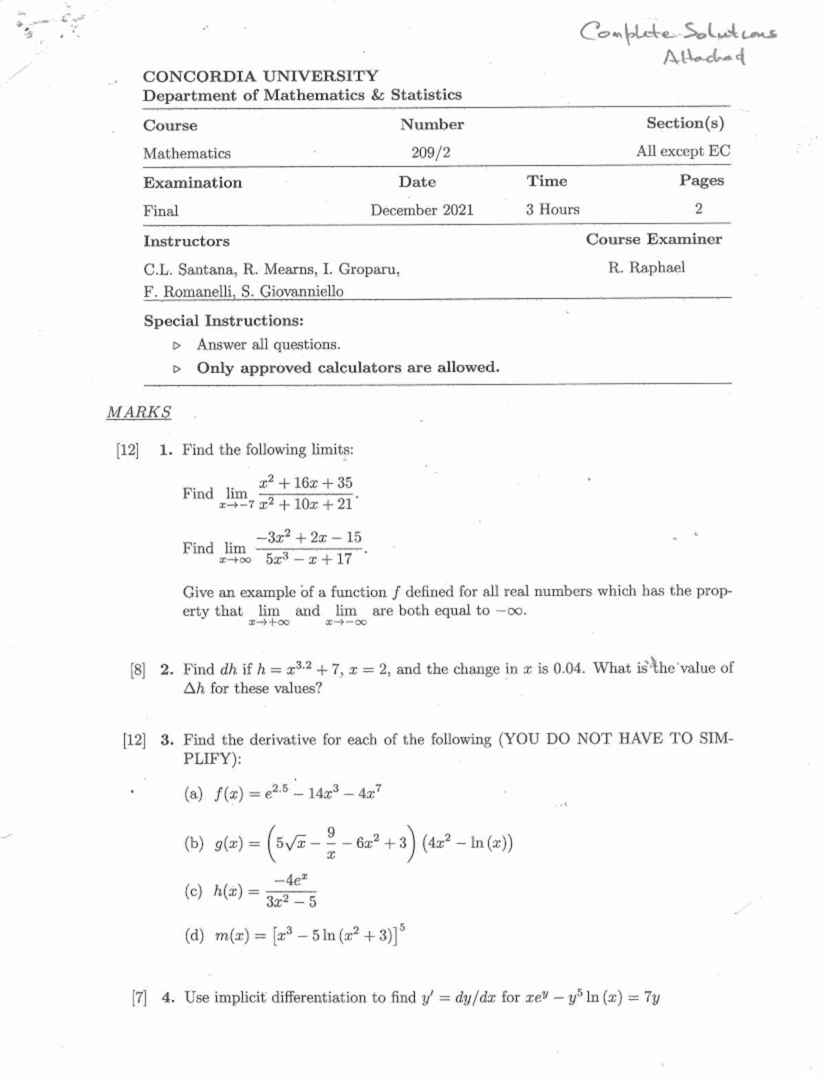 MATH EXAM 2021 - MATH 209 - Studocu