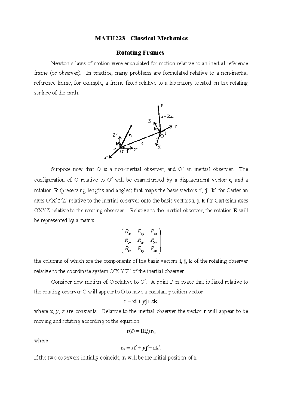 MATH228 2016-2017 Background Notes - Rotating frames - MATH228 ...