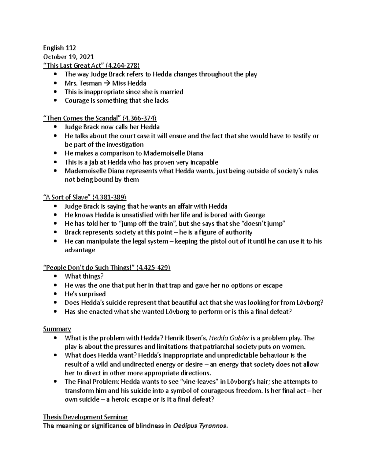 ENG 112-Oct. 19 - october 19 notes - English 112 October 19, 2021 “This ...