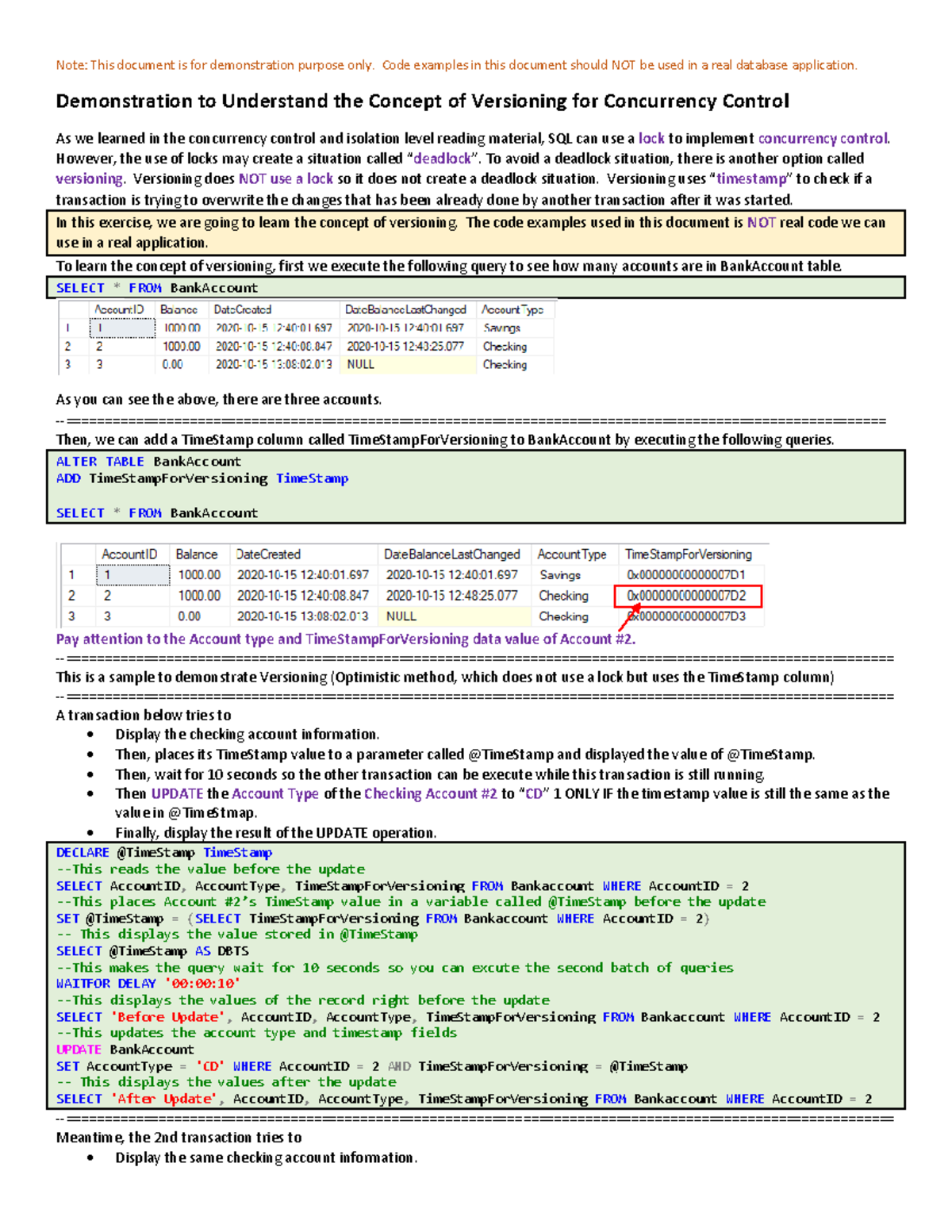 Versioning Reading - LECTURE NOTES / PRACTICE MATERIALS - Note: This ...