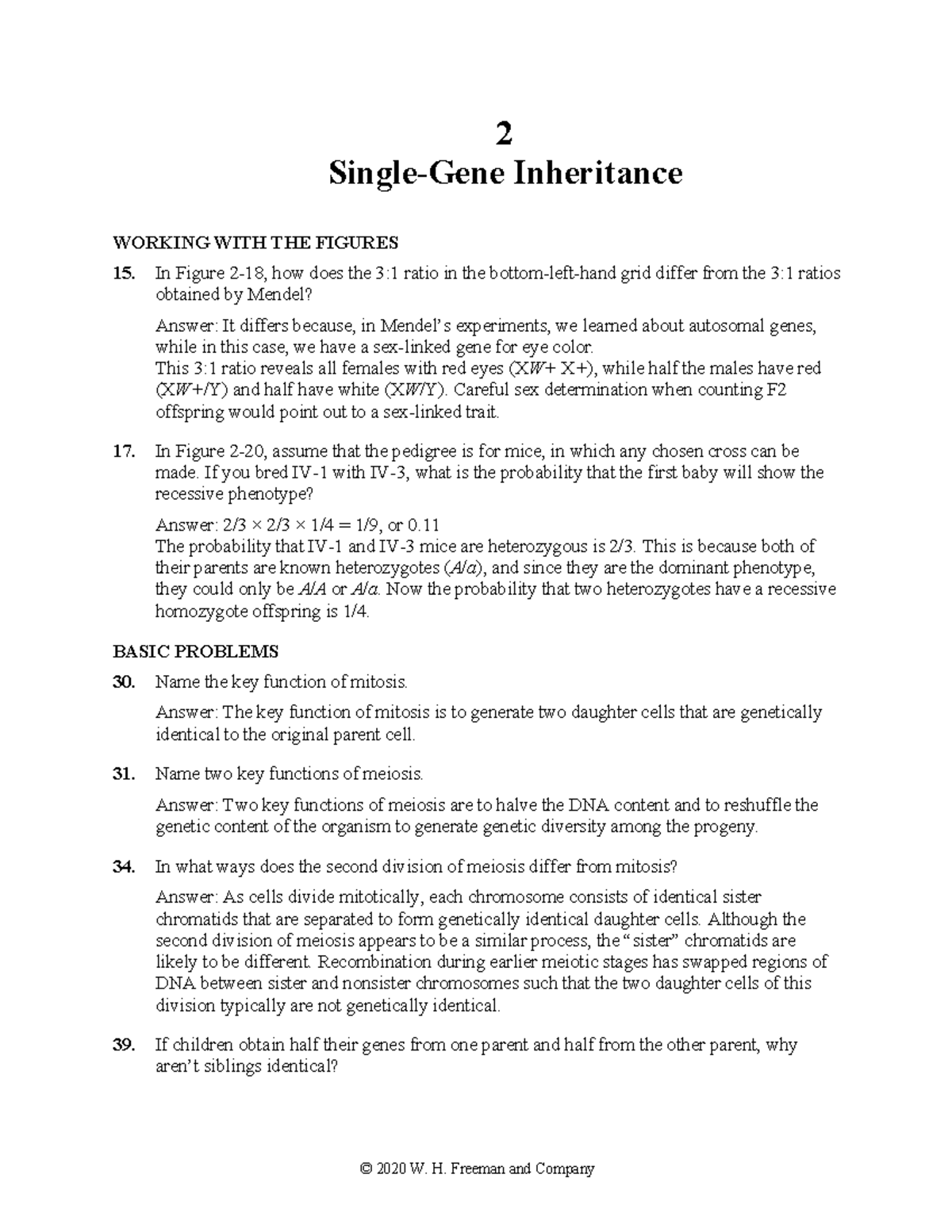 Assigned problems - solutions (Ch. 2) - 2 Single-Gene Inheritance ...