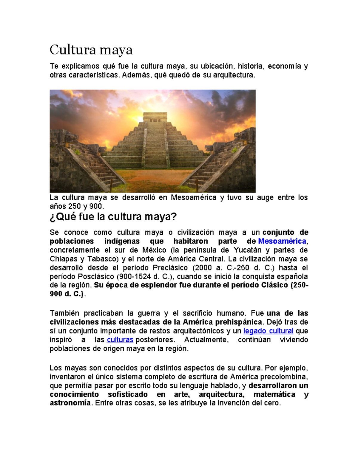 Cultura maya - Trabajo de investigacion - Cultura maya Te explicamos ...