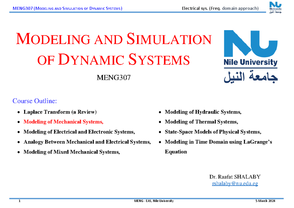 05 Electrical and Electronic Systems Freq Domain Approach - M ODELING ...
