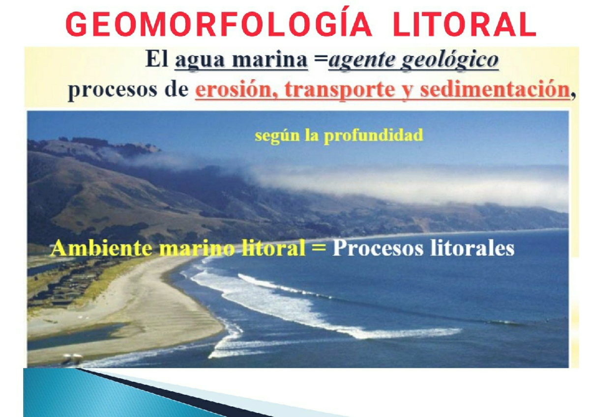 Geomorfologia litoral - GEOMORFOLOGÍA LITORAL El agua marina geológico ...