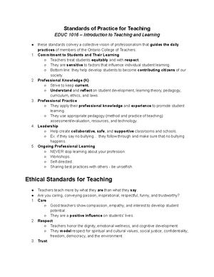 The OCT - A list of the OCT's Ethical Standards and Standards of ...