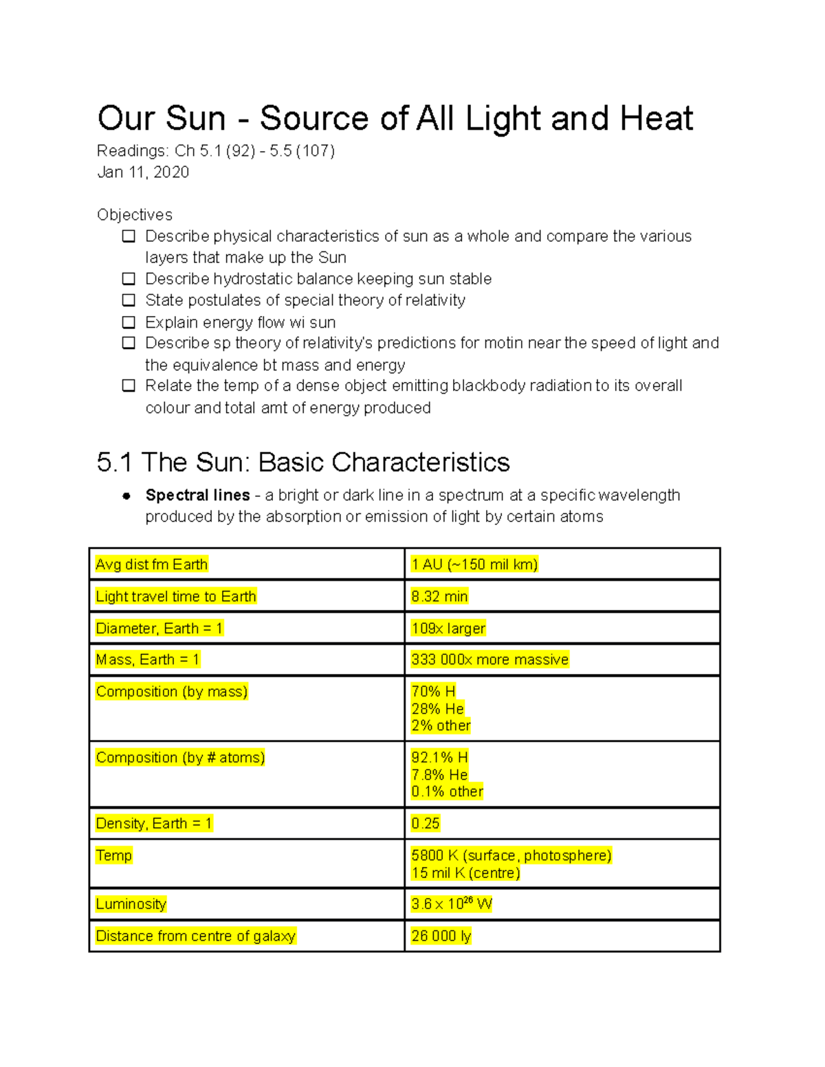 Lesson 1 - Our Sun - Source of All Light and Heat - Our Sun - Source of ...