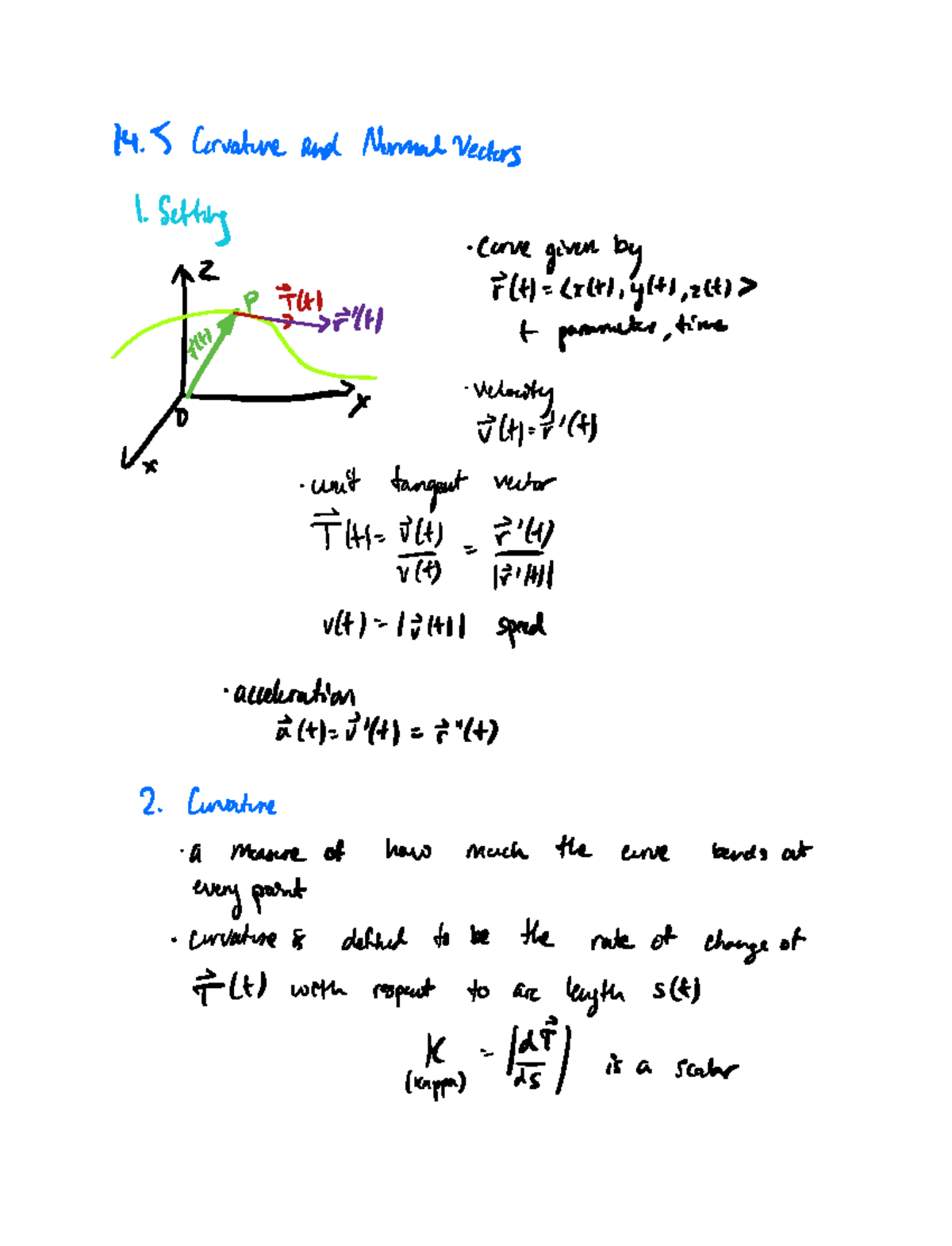 Curvature and Normal Vectors - MATH 2153 - Studocu