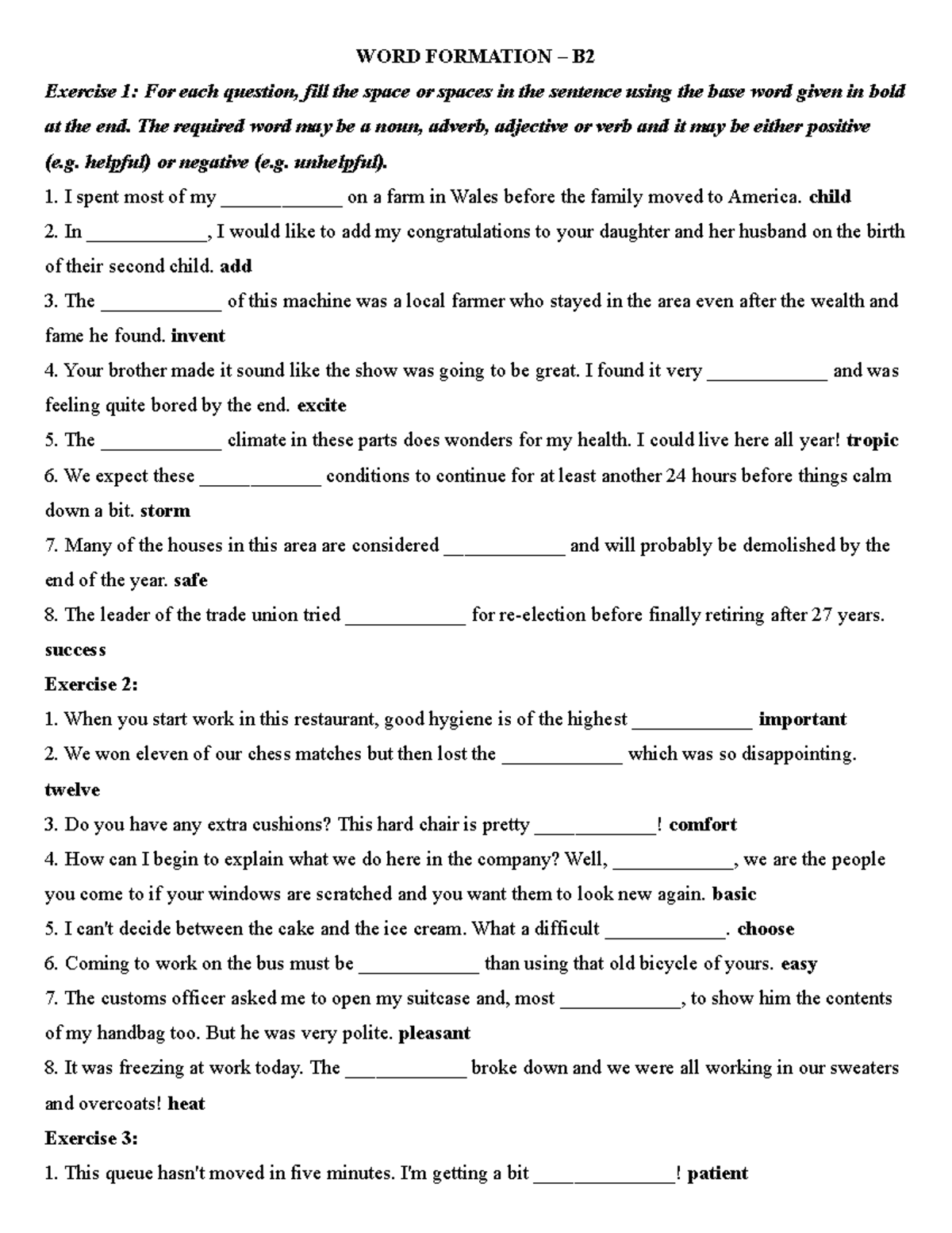WORD Formation B2 Asdasdasdasdasdasdasdasd WORD FORMATION B