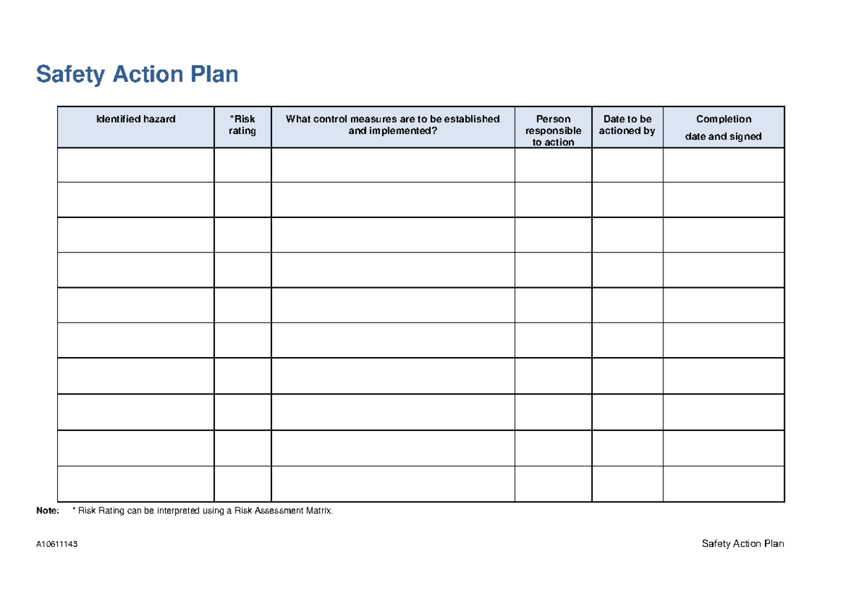 Safetyaction plan form - Social Pychology - A10611143 Safety Action ...