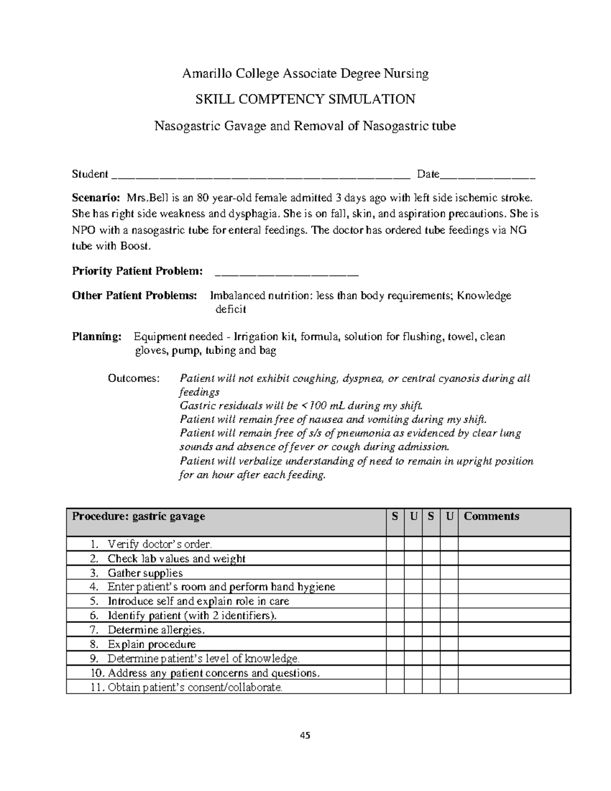 Nasogastric Gavage and NG tube removal - Amarillo College Associate ...