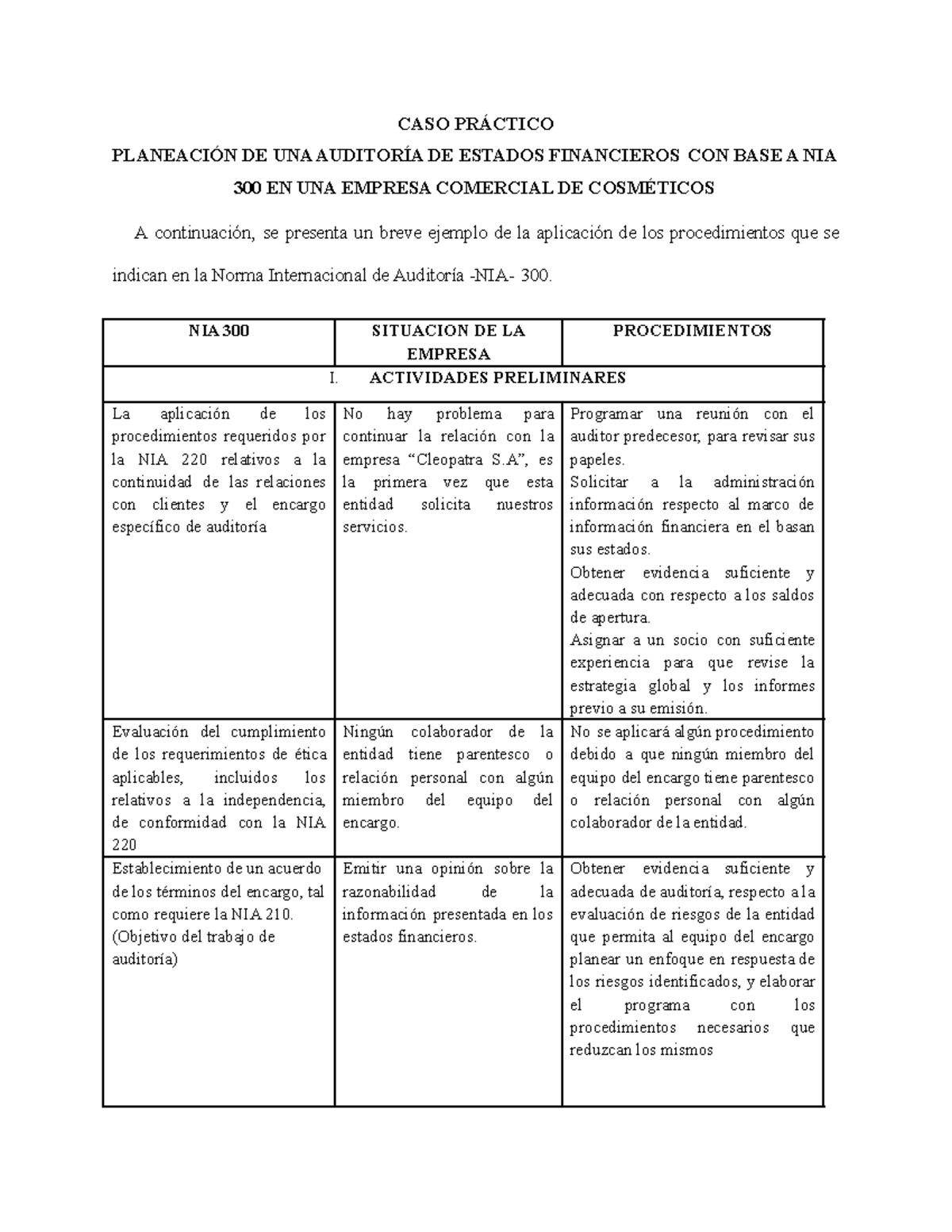 Ejemplo DE NIA 300 - apuntes - CASO PRÁCTICO PLANEACIÓN DE UNA ...