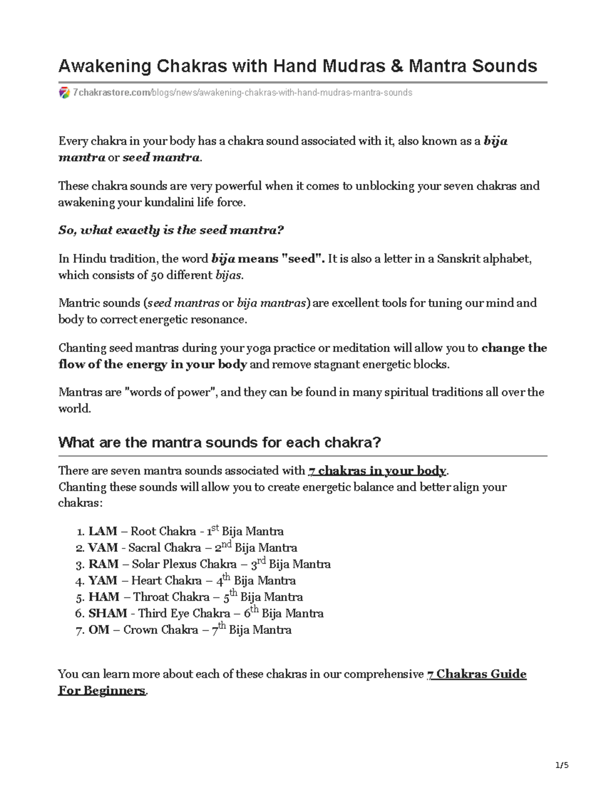 (Article) 7chakrastore.com - Awakening Chakras with Hand Mudras amp Mantra Sounds - Awakening ...