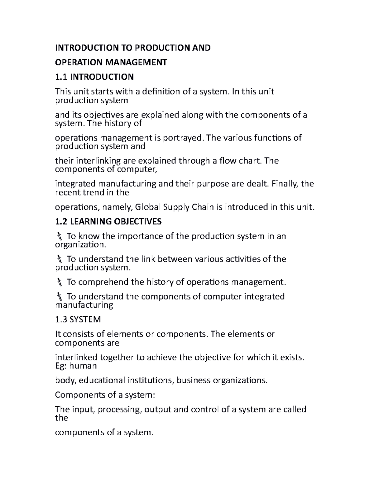 intri to production and management - INTRODUCTION TO PRODUCTION AND OPERATION MANAGEMENT 1 - Studocu